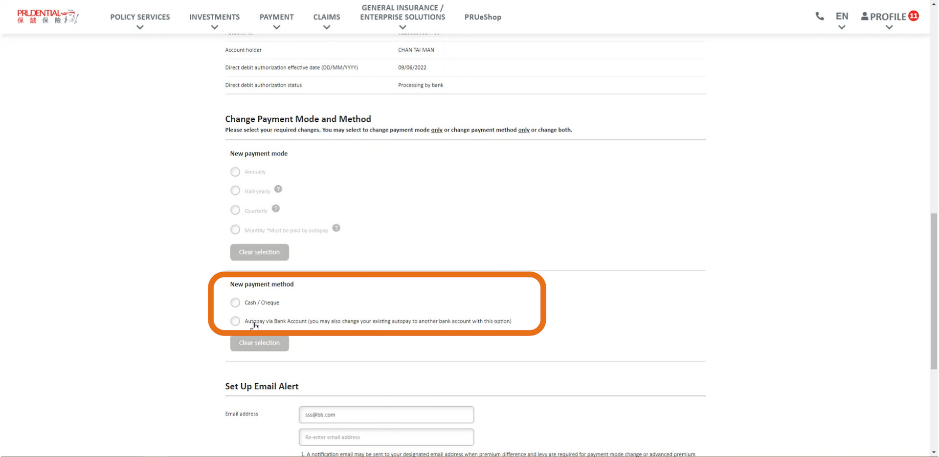 How to Change the Payment Method of life policy | Prudential HK